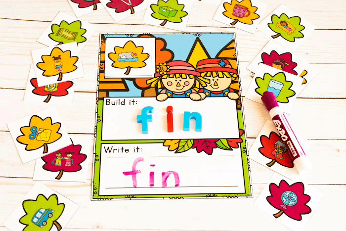 Fall Leaves CVC Word Building Mat