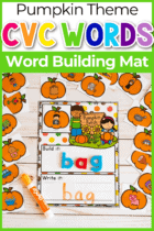 Free Printable Pumpkin Theme CVC Word Building Mat