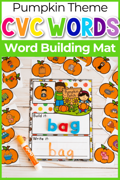 Free Printable Pumpkin Theme CVC Word Building Mat