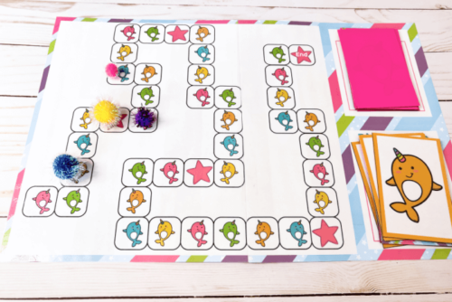 Rainbow Narwhal Color Board Game for Preschoolers