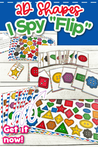 "Flip" Button 2D Shapes and Colors Printable I Spy Game