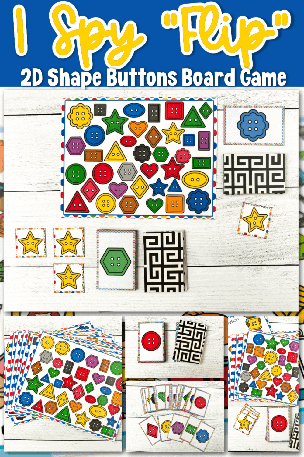"Flip" Button 2D Shapes and Colors Printable I Spy Game