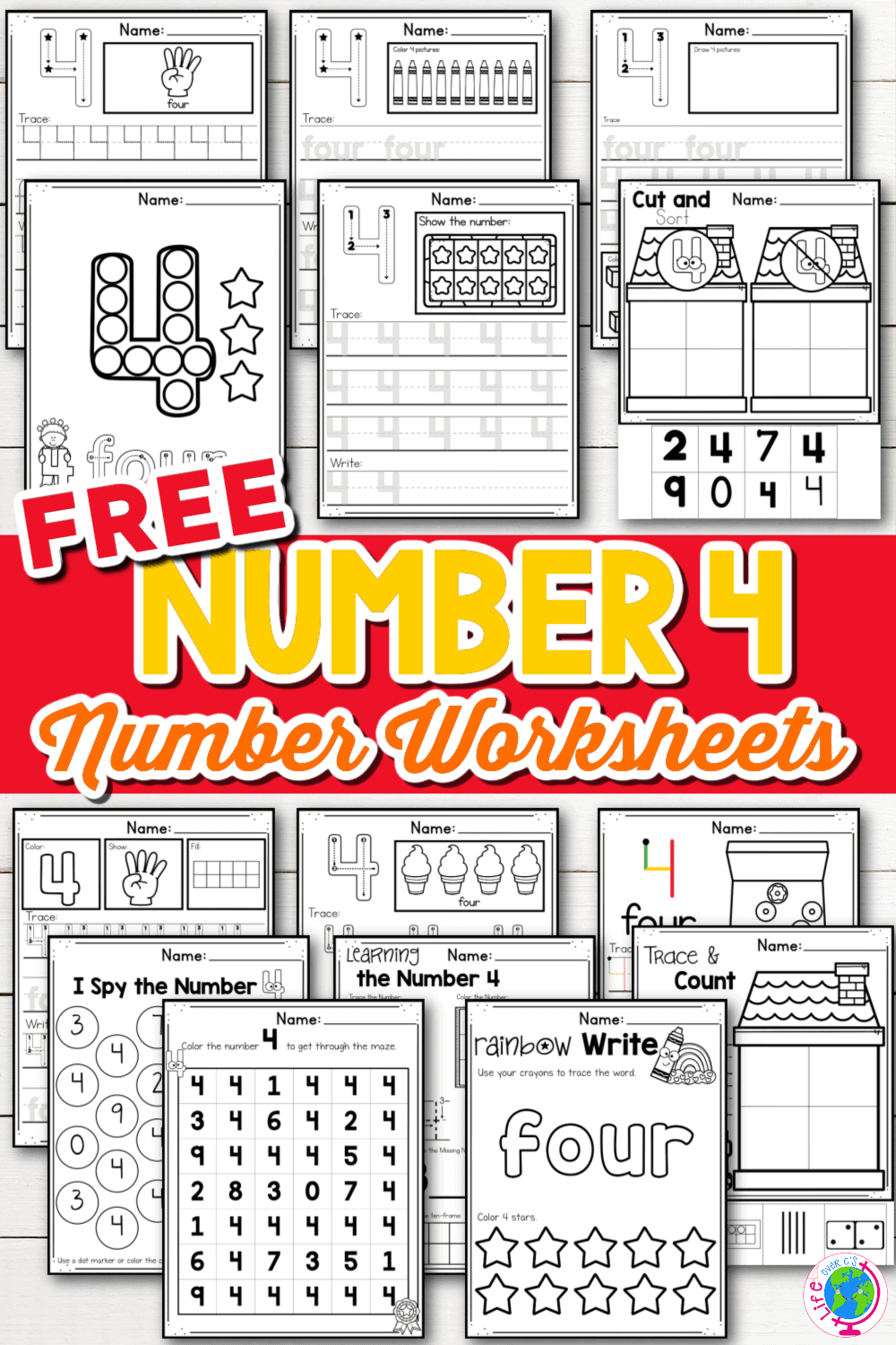 Free Printable Number 4 Worksheets