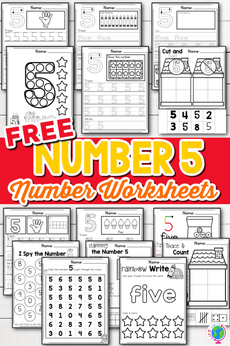 Free Printable Number 5 Worksheets for Tracing and Number Recognition ...