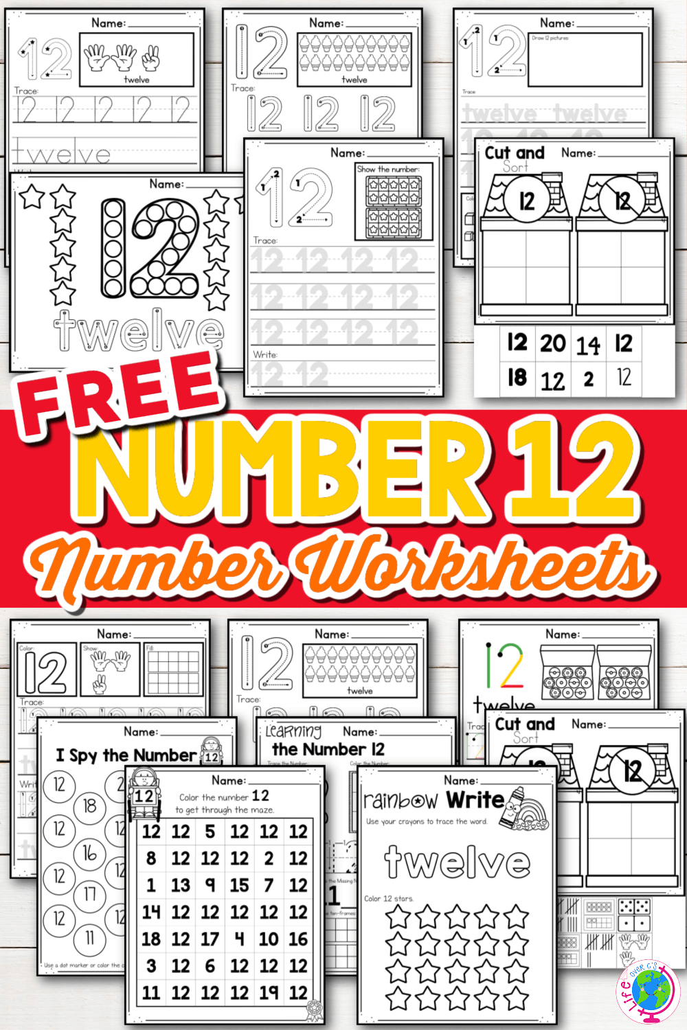 Free Printable Number 12 Worksheets