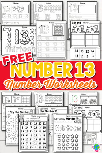 Free Printable Number 13 Worksheets for Kids