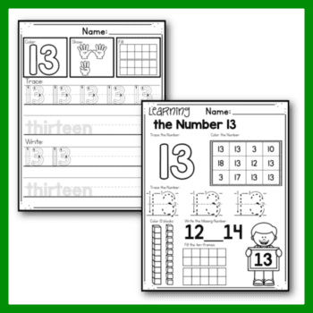 Free Printable Number 13 Worksheets for Kids
