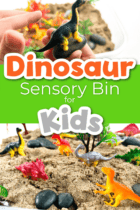 Easy Dinosaur Sensory Bin with Kinetic Sand