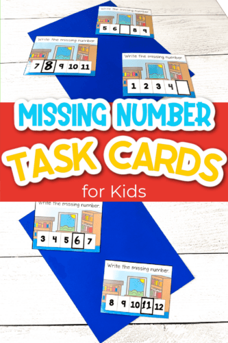 Free Printable Missing Numbers 1-20 Math Task Cards