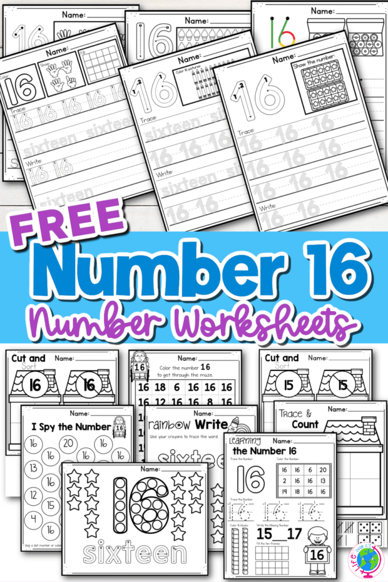 Free Printable Number 16 Worksheets for Tracing and Number Recognition ...