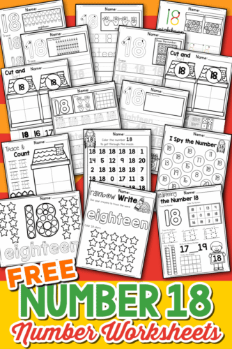 Free Printable Number 18 Worksheets