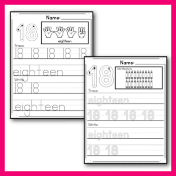 Free Printable Number 18 Worksheets