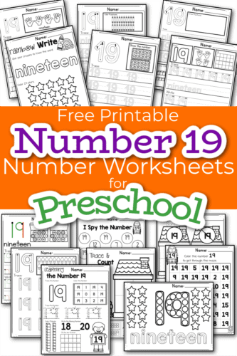 Free Printable Number 19 Worksheets