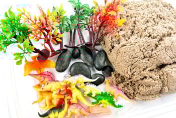 Dinosaur Theme Preschool Sensory Bin Activity