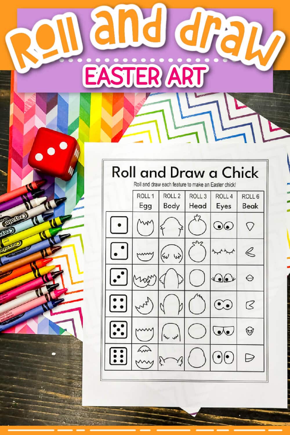 Free Printable Easter Roll and Draw Art Activity