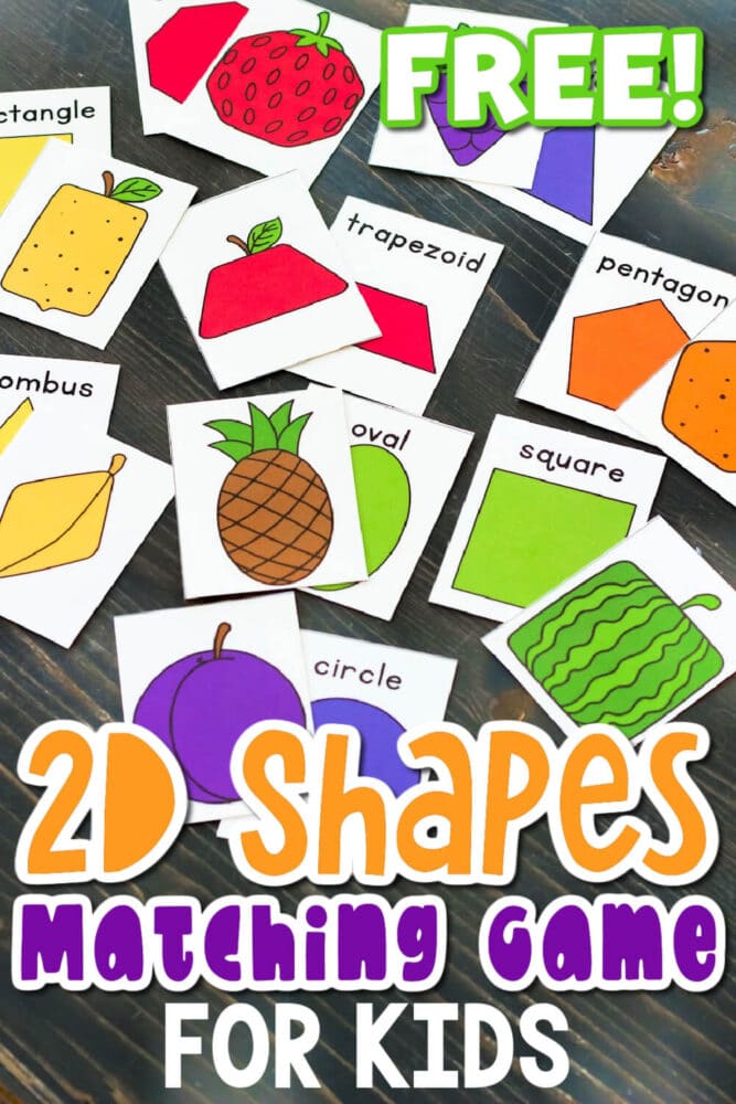 Free Printable Fruit Themed 2D Shape Matching Game