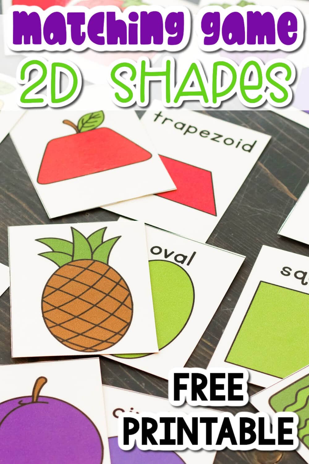 Free Printable Fruit Themed 2D Shape Matching Game