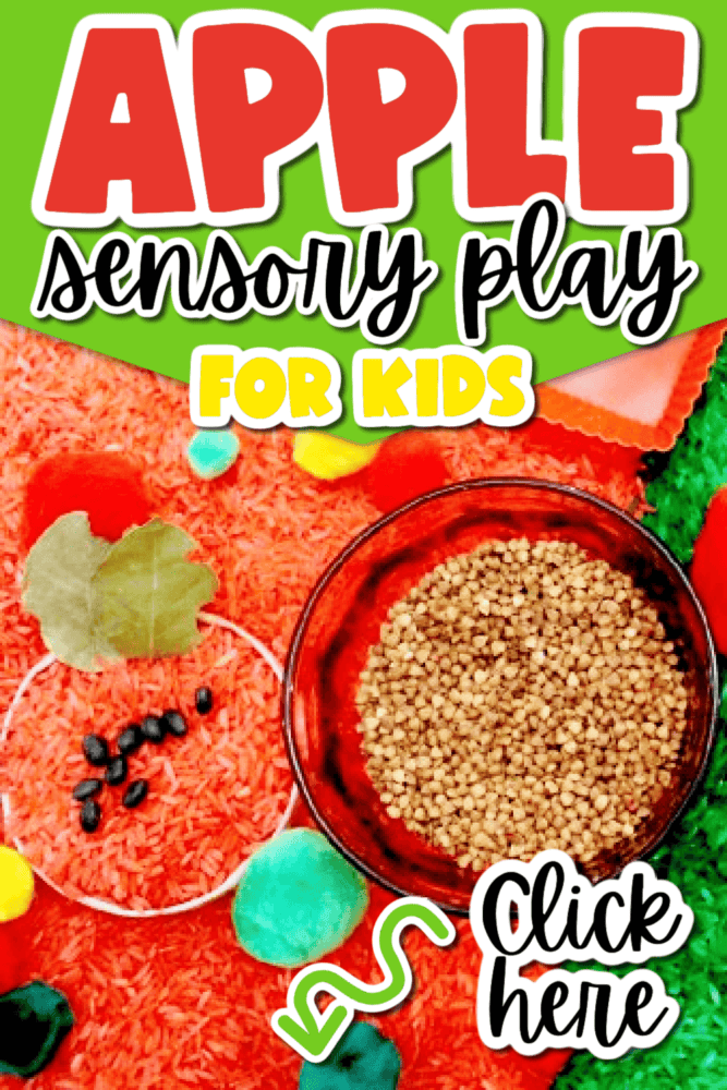 Easy Apple Sensory Bin with Rice 🍎🍏
