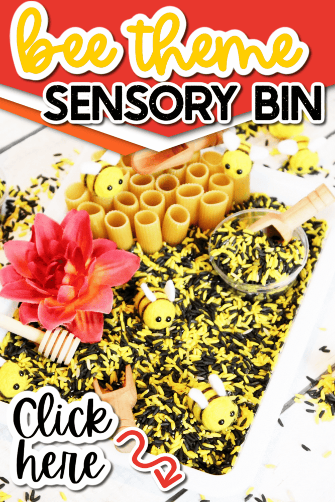 Simple Honey Bee Sensory Bin with Rice and Pasta