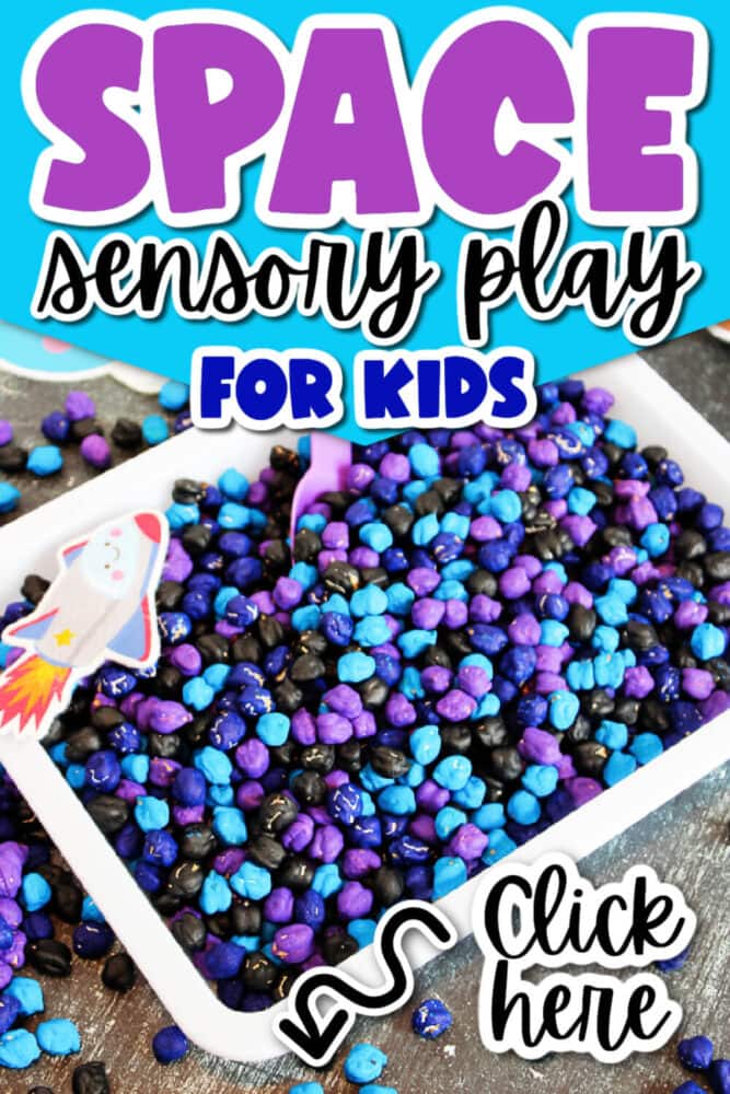 Easy Space Sensory Bin with Dyed Chickpeas