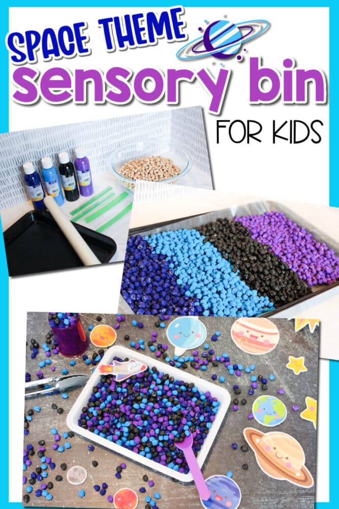 Easy Space Sensory Bin with Dyed Chickpeas