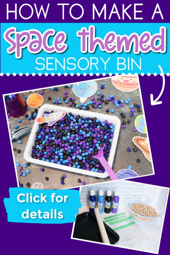 Easy Space Sensory Bin with Dyed Chickpeas