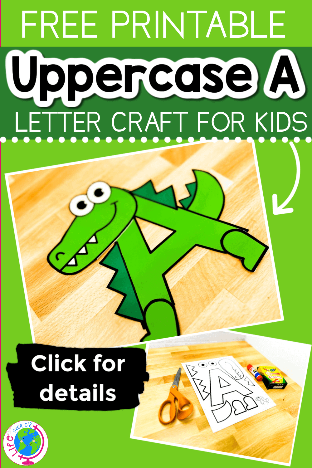 Free Printable Letter A Craft for Kids: A is for Alligator🐊
