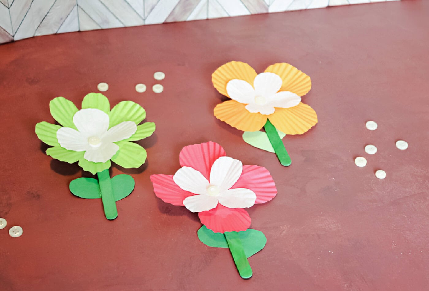 Cupcake Paper Flower Craft For Kids