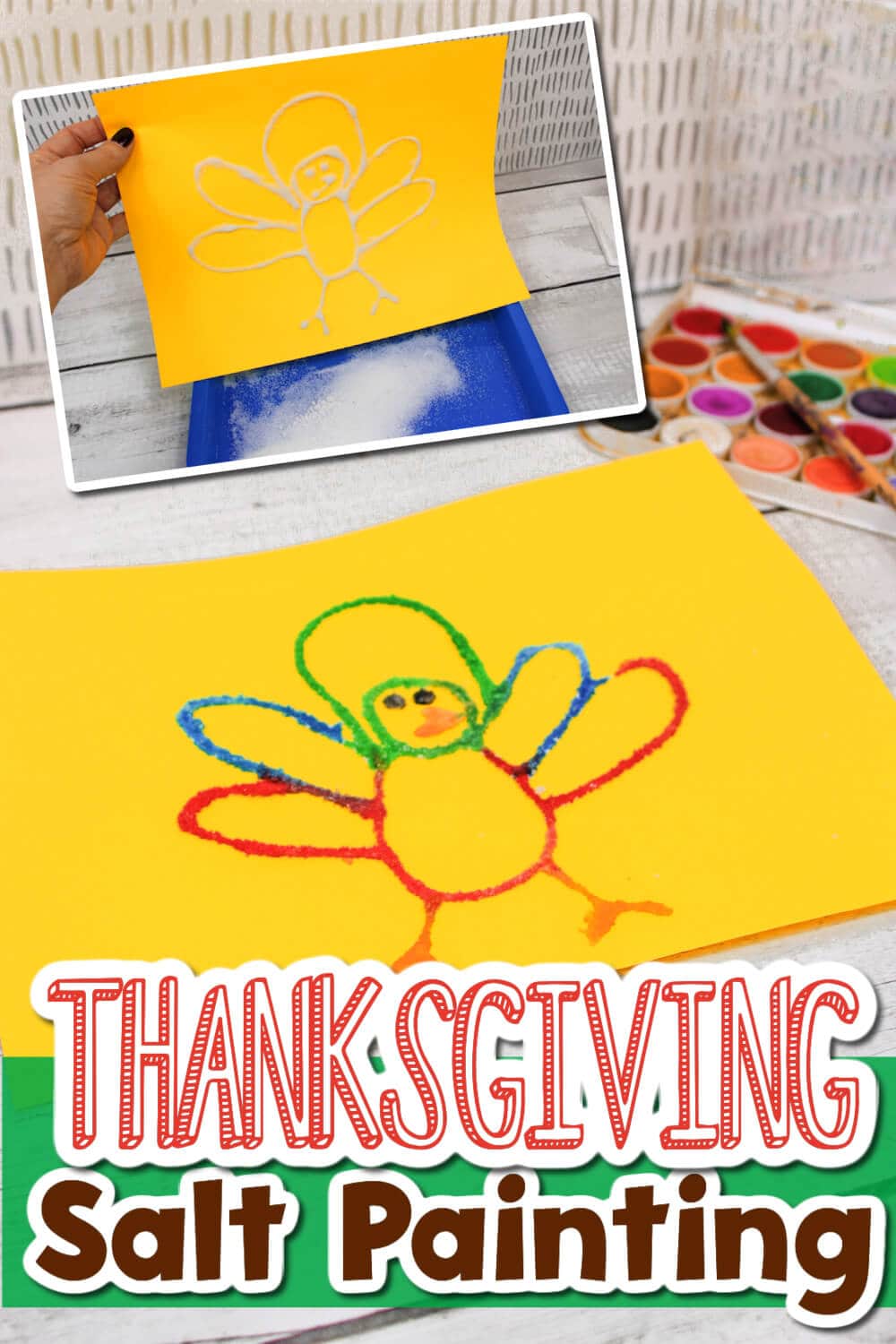 Easy Salt Paint Turkey Fine Motor Activity for Kids - Life Over C's