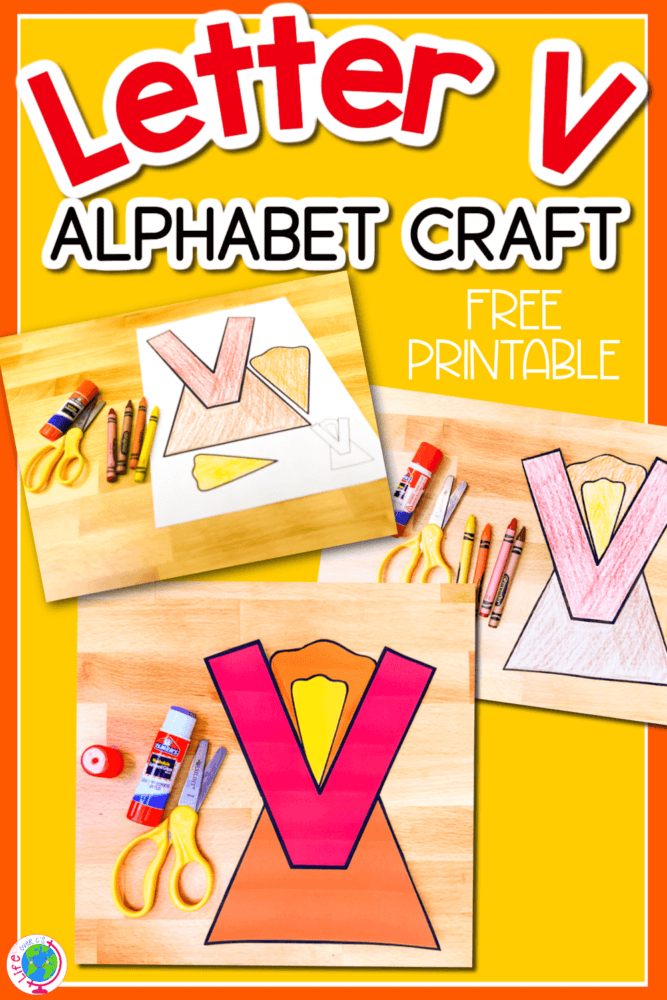 Free Printable Uppercase Letter V Craft Template 🌋