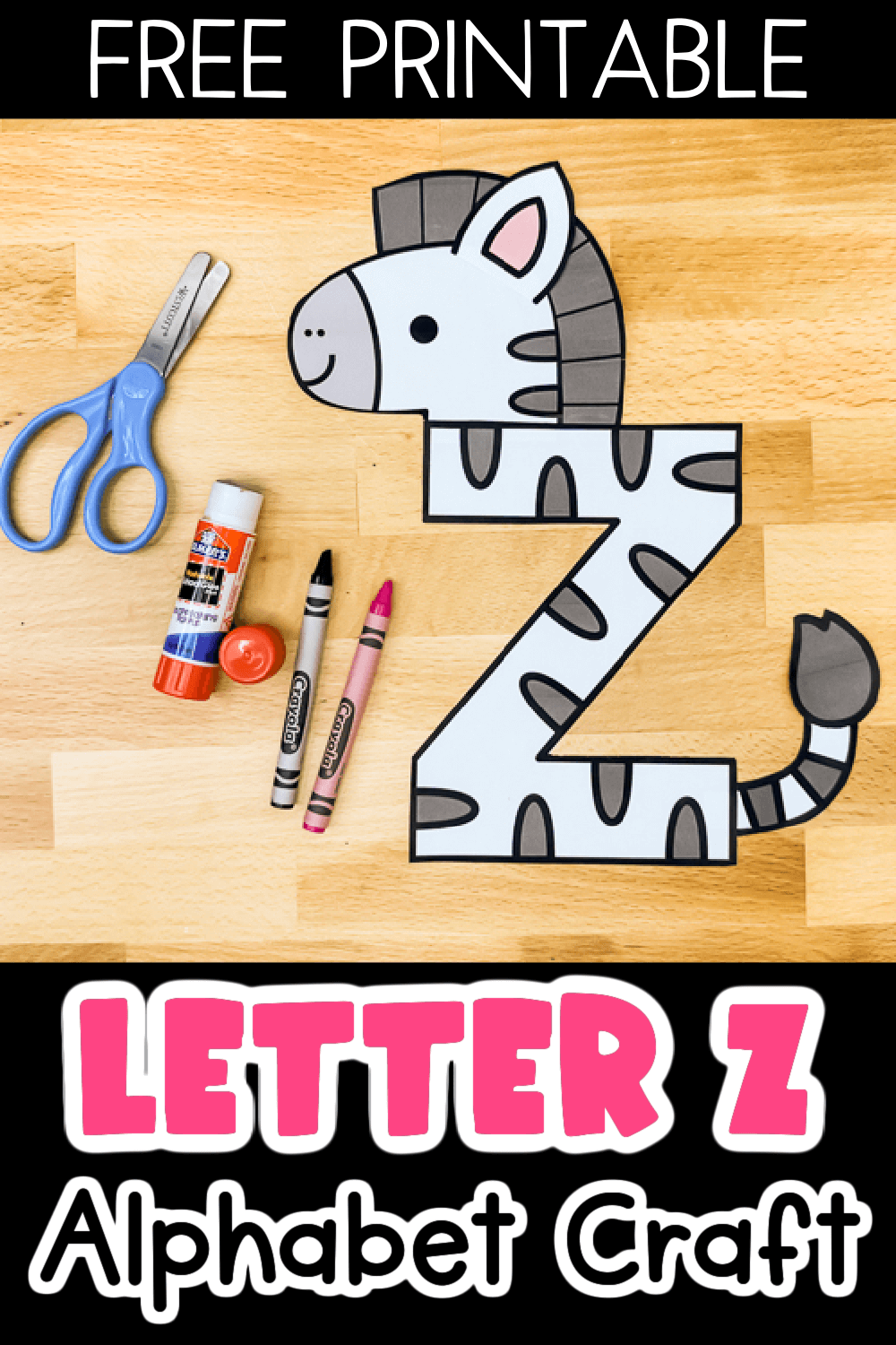 Free Printable Uppercase Letter Z Craft Template 🦓