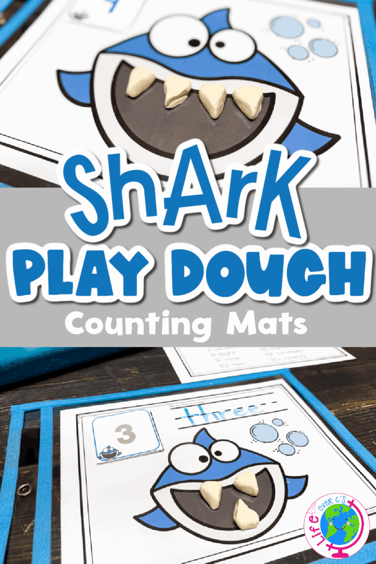 Easy Preschool Shark Play Dough Counting Mats 🦈