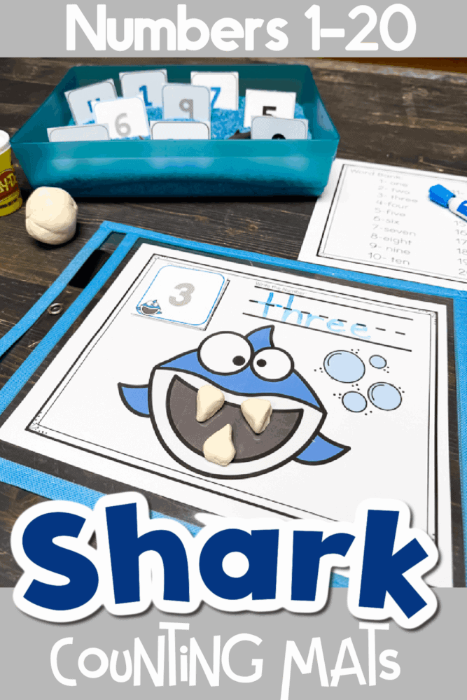 Easy Preschool Shark Play Dough Counting Mats 🦈